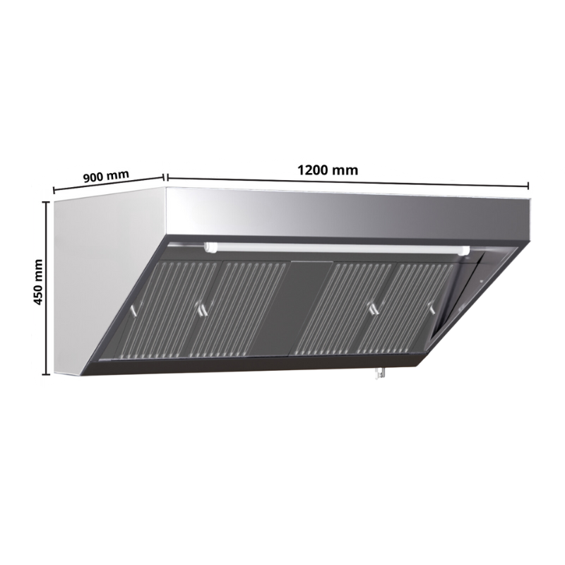 Hotte Snack 900 Led Inox 1200 - Dynasteel. - Fourniresto