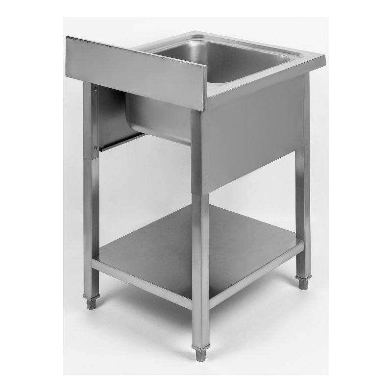 Plonge 1 Bac avec Dosseret et Etagère - L 600 x P 700 mm - Dynasteel - Fourniresto