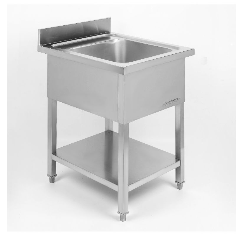 Plonge 1 Bac avec Dosseret et Etagère - L 600 x P 700 mm - Dynasteel - Fourniresto