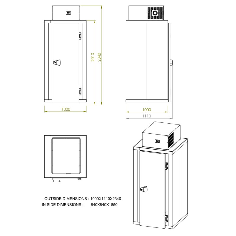 Mini Chambre Froide Négative - 1000 x 1000 - CombiSteel - Fourniresto