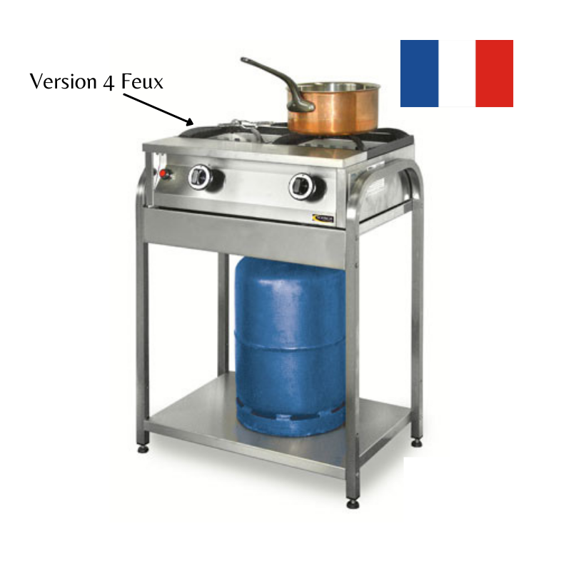 Table avec Étagère pour Réchaud à Gaz 4 Feux - Fourniresto