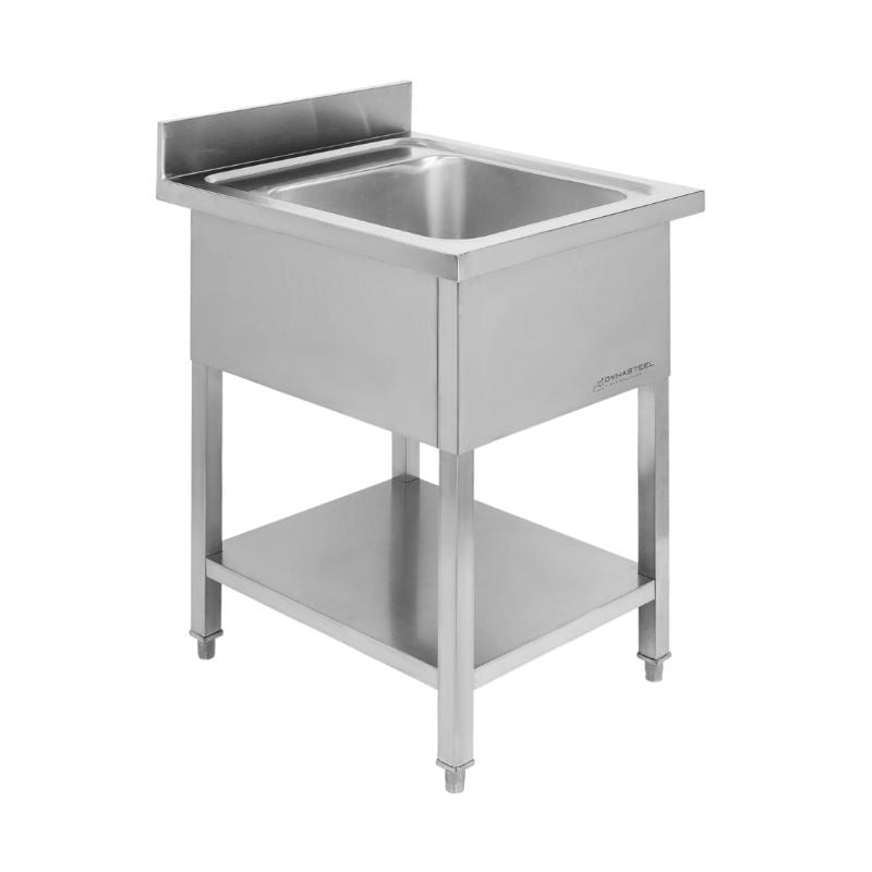 Plonge 1 Bac avec Dosseret et Etagère - L 600 x P 600 mm - Dynasteel - Fourniresto