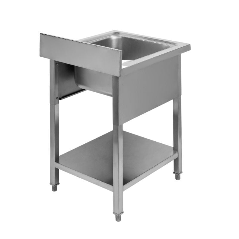 Plonge 1 Bac avec Dosseret et Etagère - L 600 x P 600 mm - Dynasteel - Fourniresto